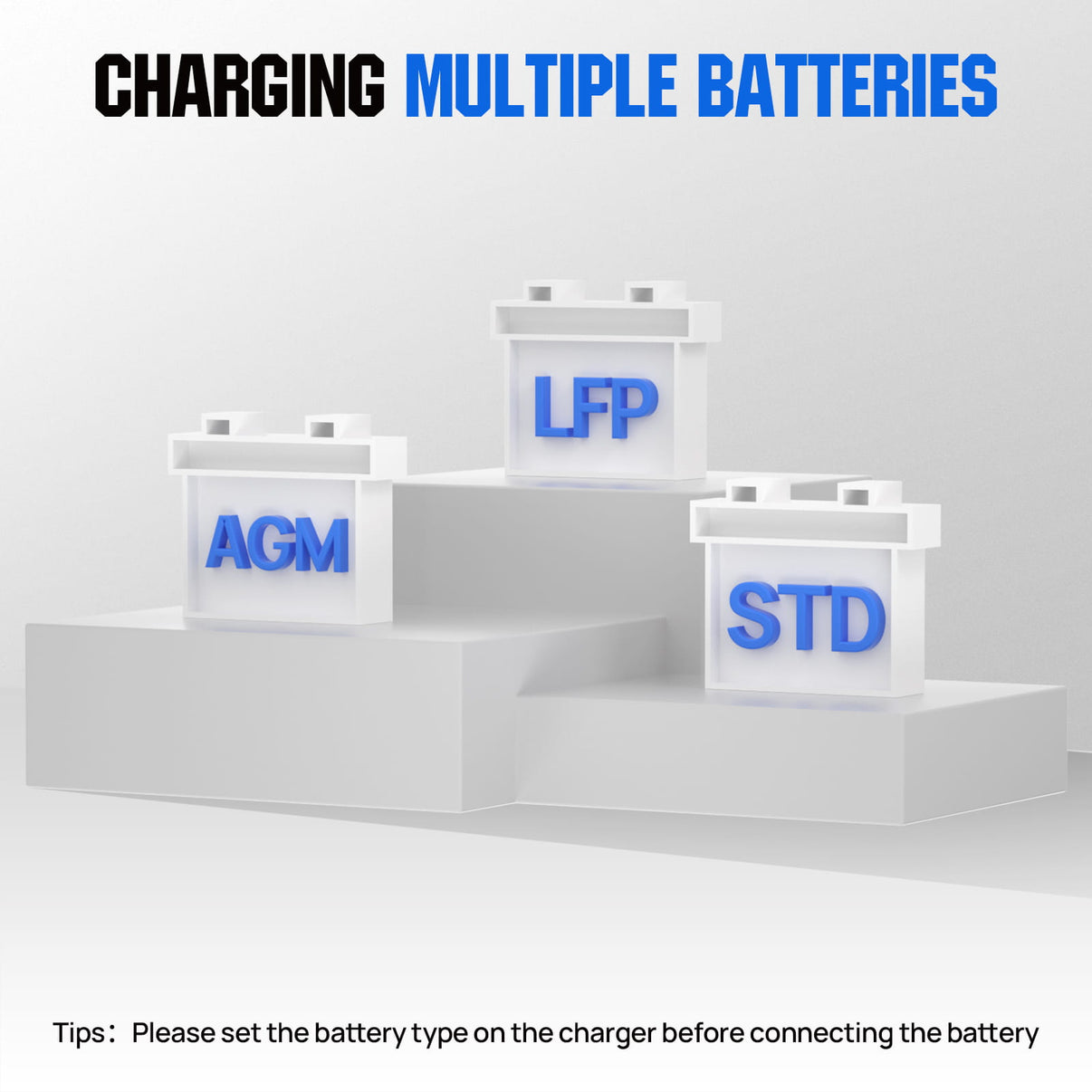 20A 12V/24V Smart Battery Charger with LCD Display for Multiple ...